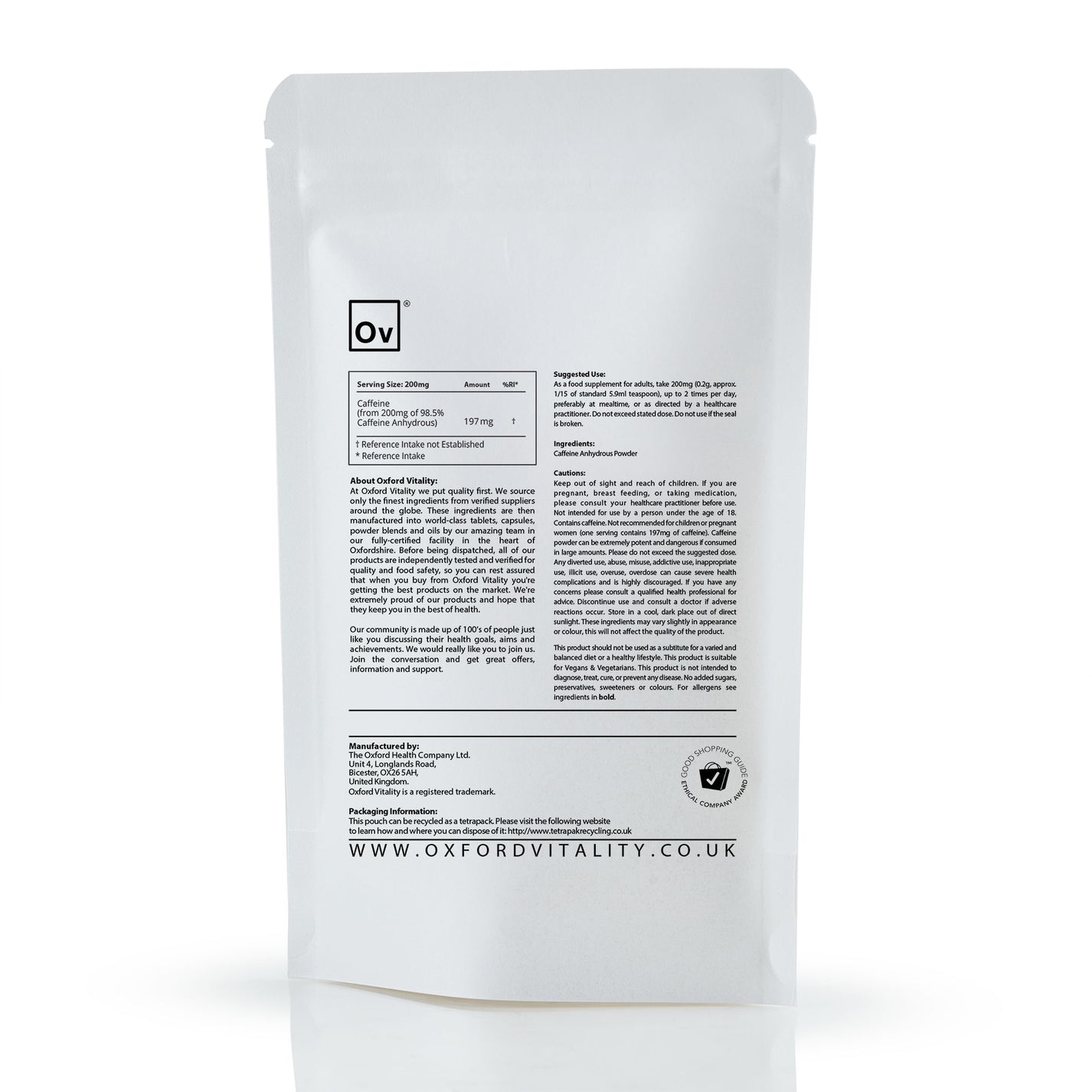 Caffeine Powder | Buy Pure Caffeine Powder | Oxford Vitality