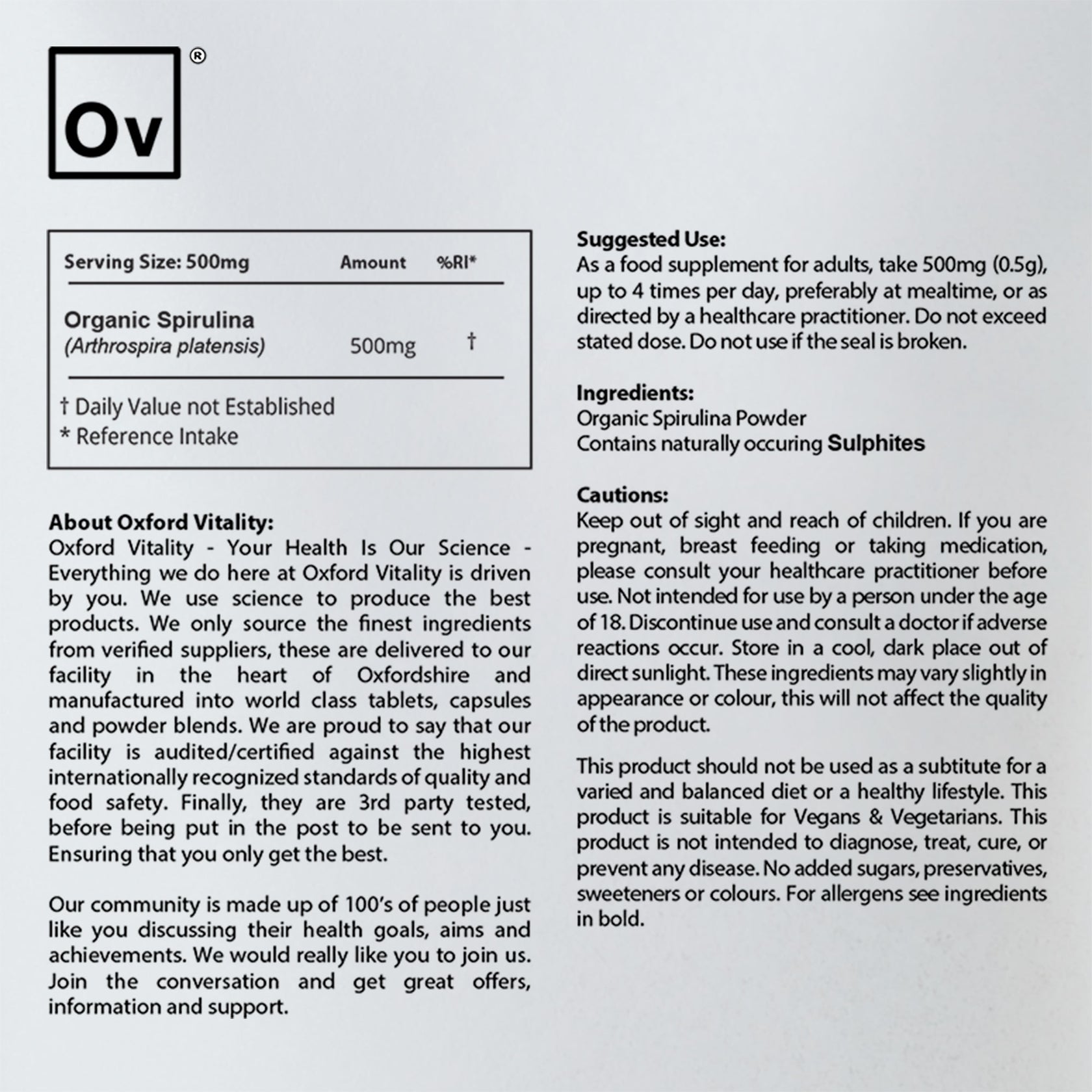 Organic Spirulina Powder | Supplement Powder | Oxford Vitality