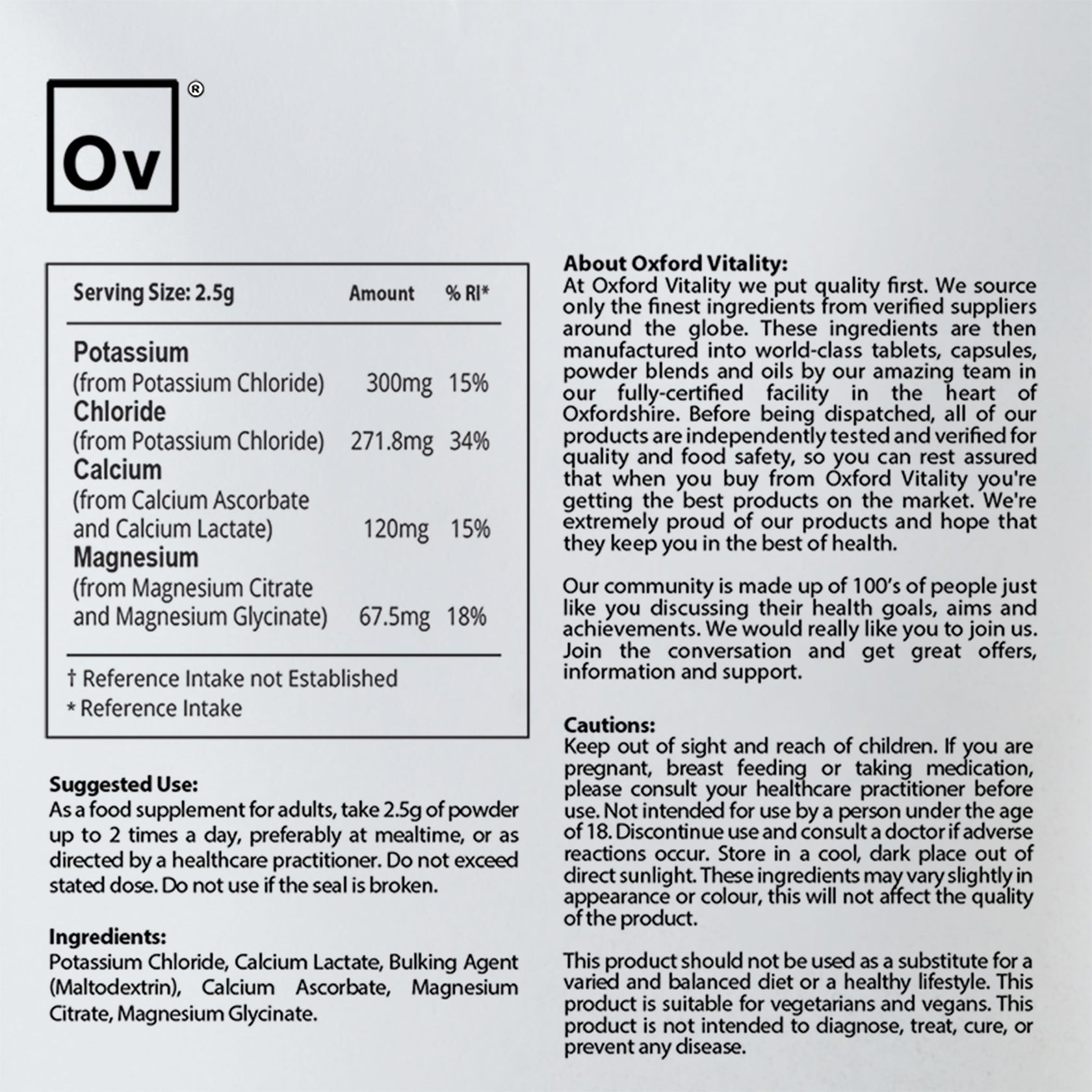 Ov Electrolytes Powder | Supplements from Oxford Vitality